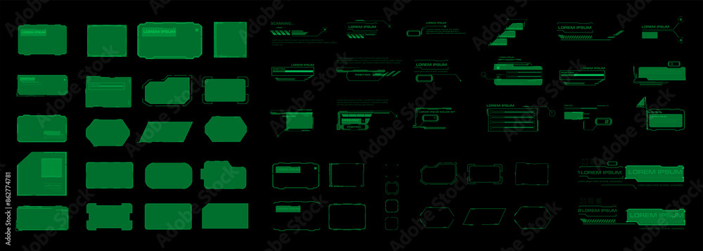 Big set green frames and dialog boxes for streaming. Custom frames and ...