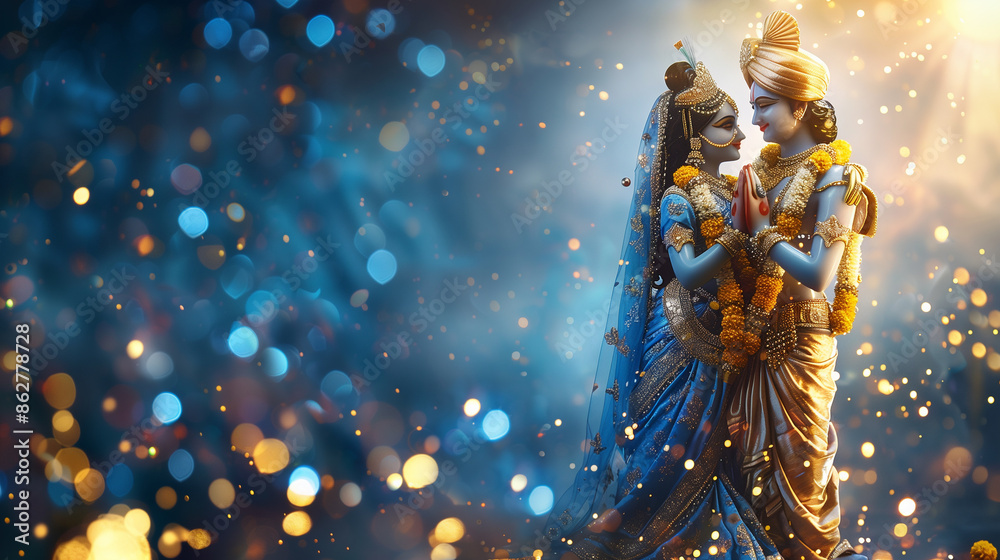 The divine embrace of Krishna and Radha, symbolizing eternal love in ...