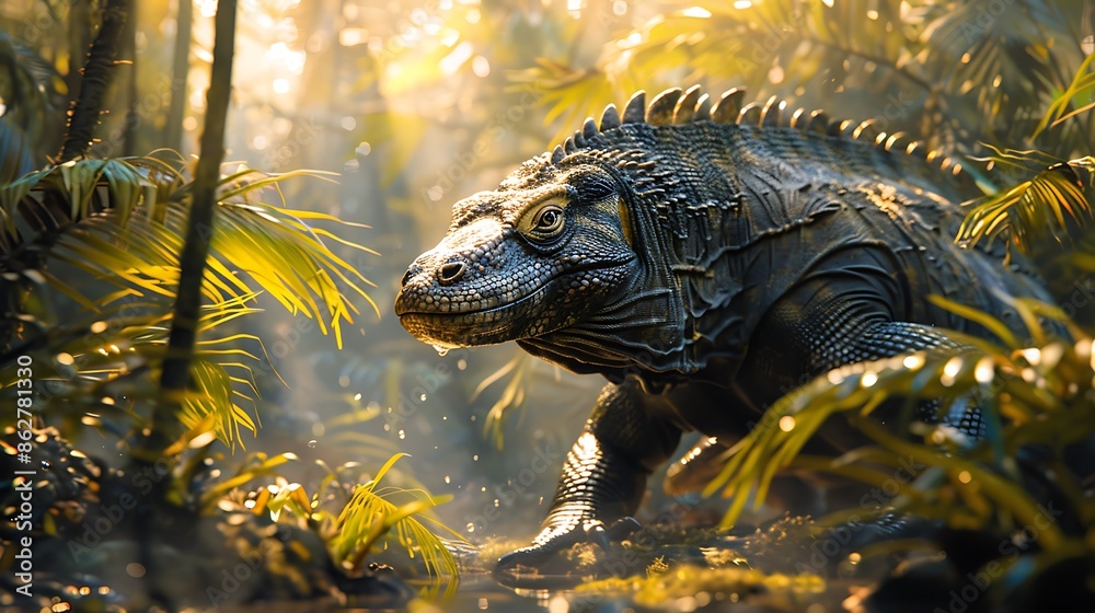 It's a large, gray, lizard-like creature with sharp teeth, standing in ...