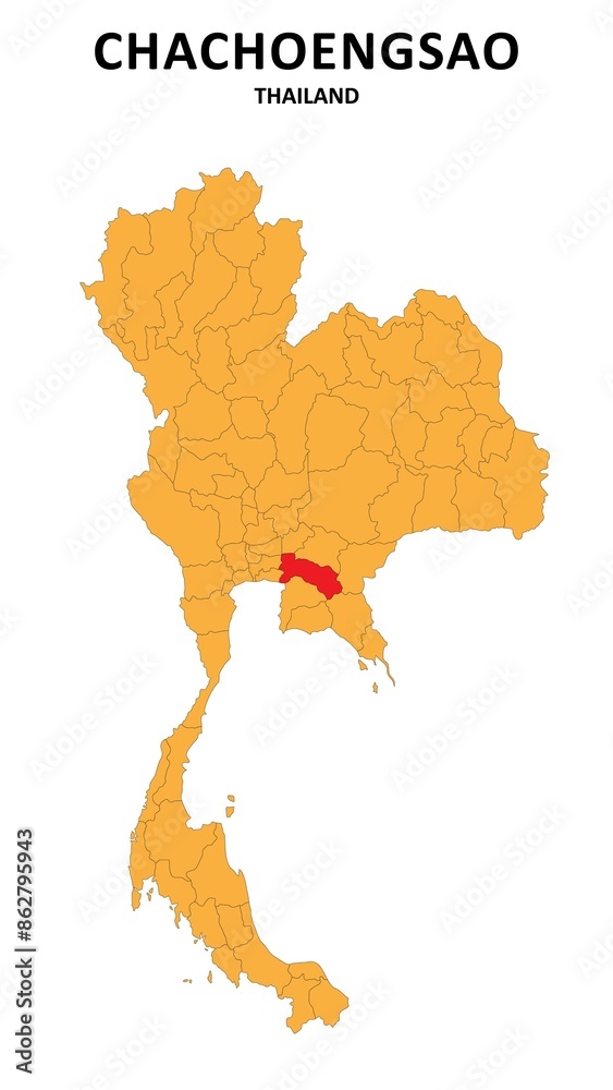 Chachoengsao Map is highlighted on the Thailand map with detailed State ...