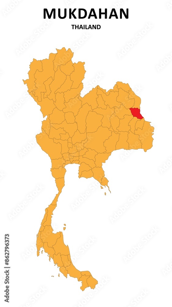 Mukdahan Map is highlighted on the Thailand map with detailed State and ...