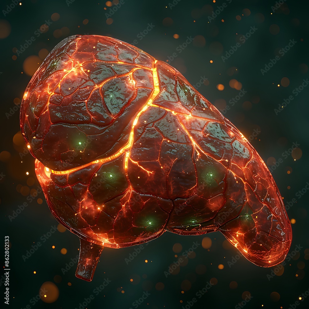 Liver as a radiant rubyred organ with a smooth reflective surface The ...