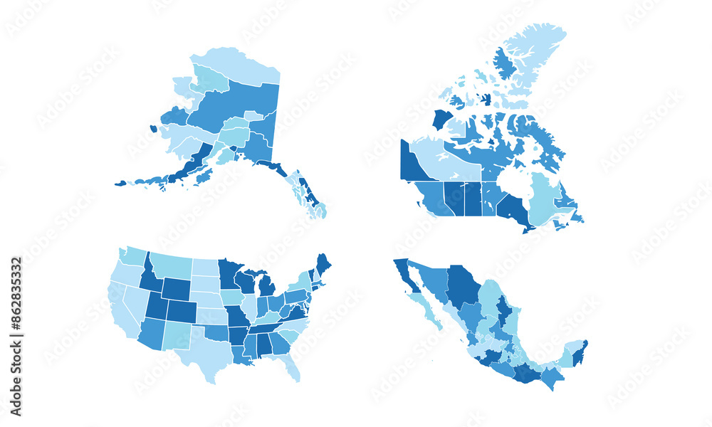 Maps of America isolated modern colorful style. for website layouts ...