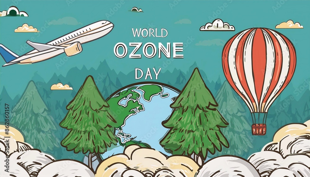 World Ozone Day Poster Design with Earth Globe Illustration. Social Media Post, Template Banner ...