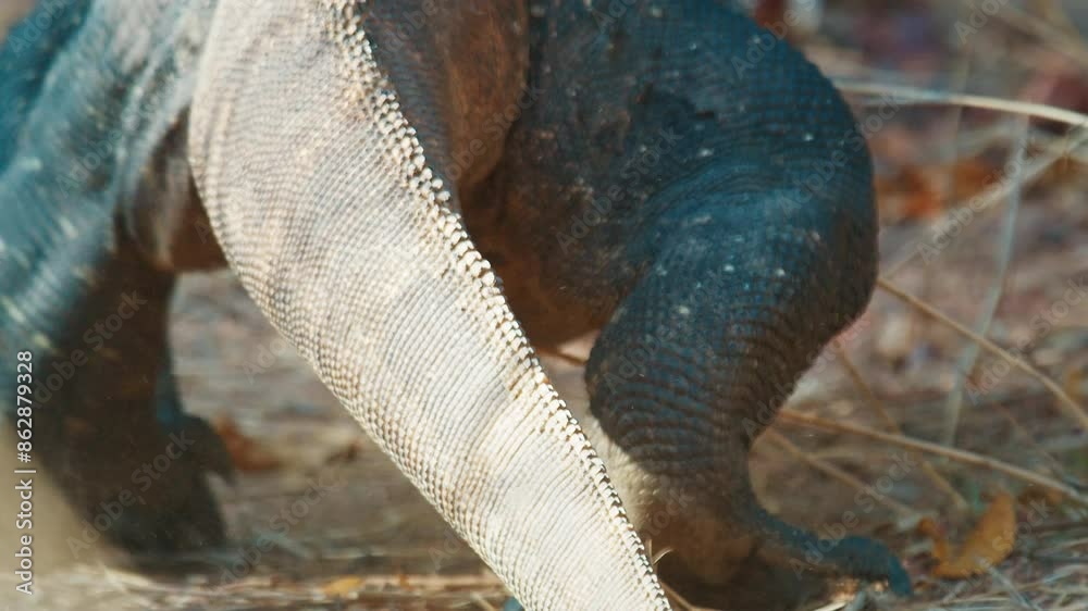 Komodo Dragon. Back view of the Komodo dragon, Varanus komodoensis ...