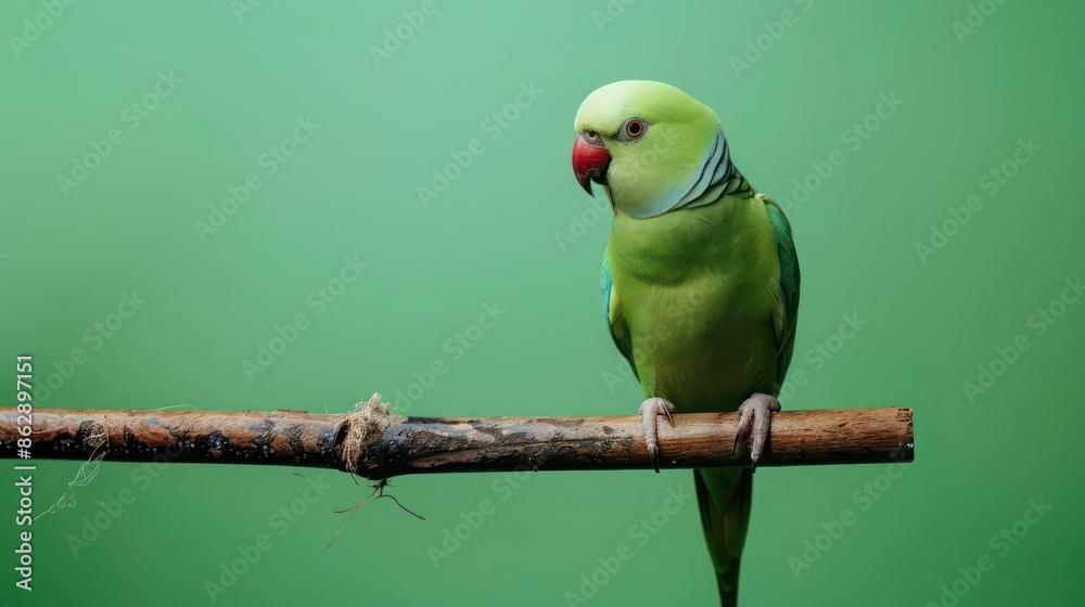 Portrait photography of Indian Ringneck Parakeet bird catch standing on ...