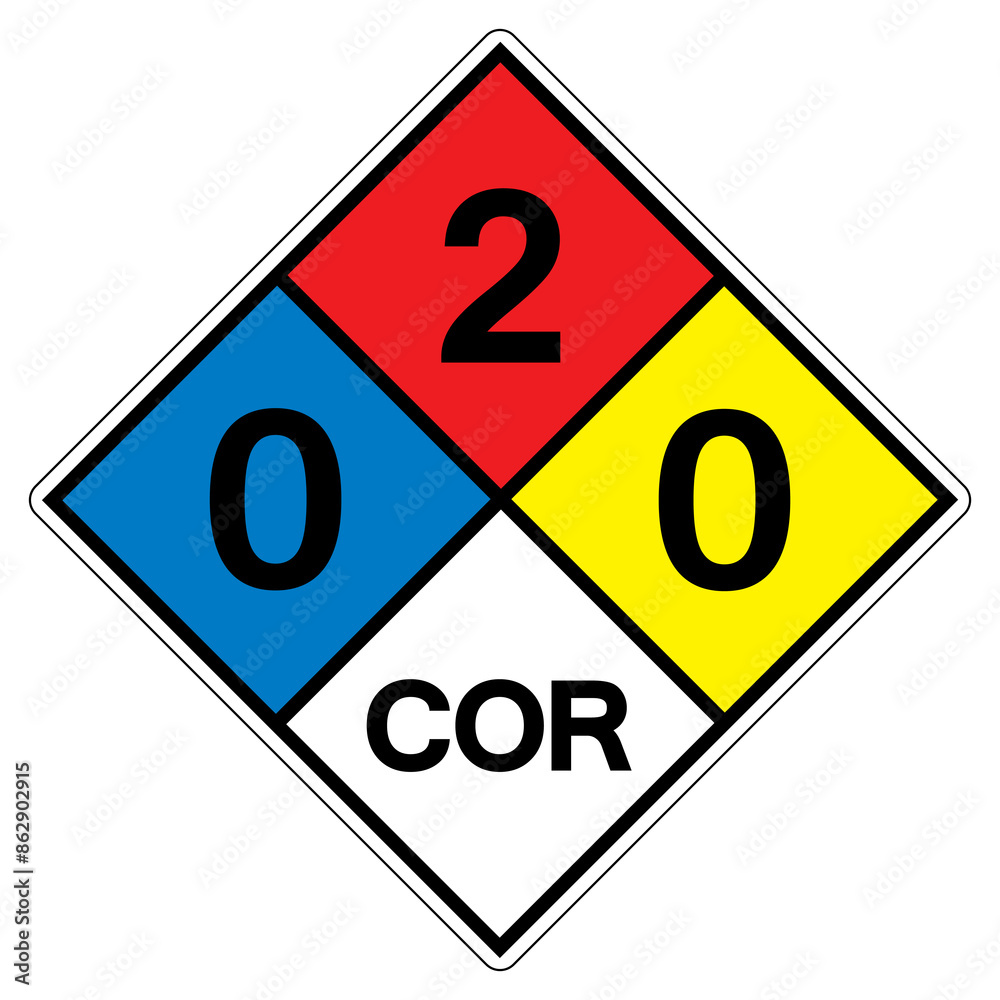 NFPA Diamond 704 0-2-0 COR Symbol Sign, Vector Illustration, Isolate On ...