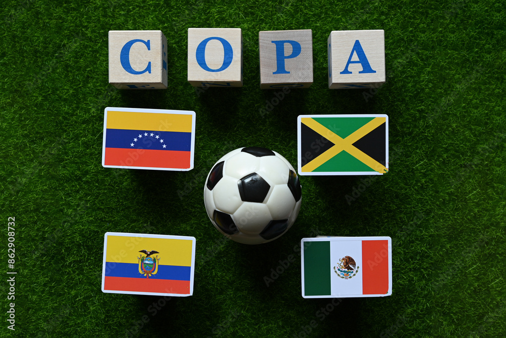 Flags of the participating teams of the America's Cup Soccer Group B ...