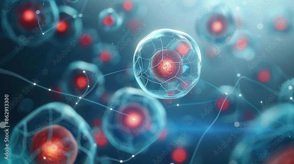 Conceptual illustration of cell s nucleus, membrane, and cytoplasm with ...