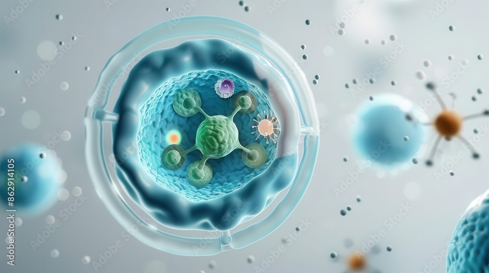 Digital drawing of cell with labeled organelles, highlighting their ...