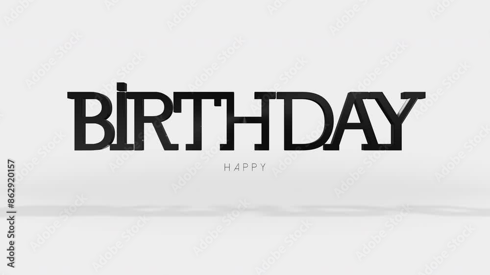Stylized black and white image of the word "birthday" written in bold ...