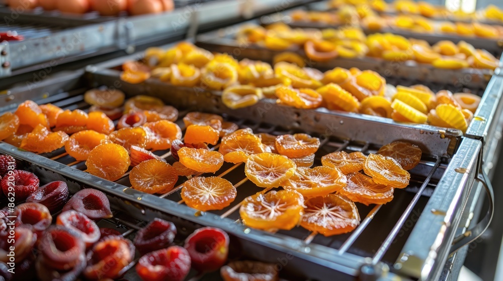 Vibrant Drying Process of Fruits on Racks and Dehydrator for ...