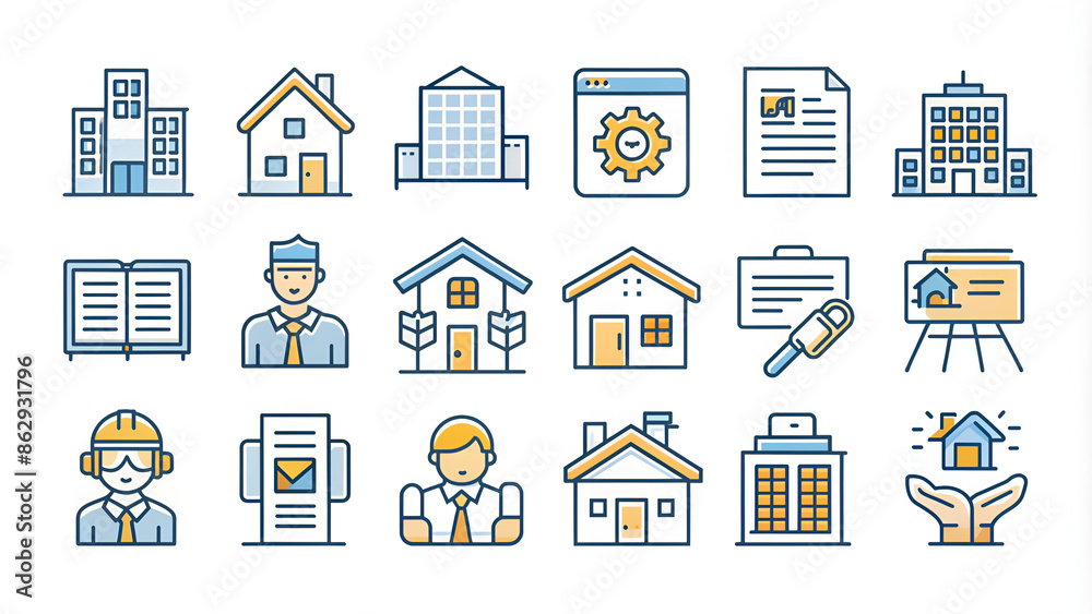 Realtor Editable Icons set. Vector illustration in modern thin line ...