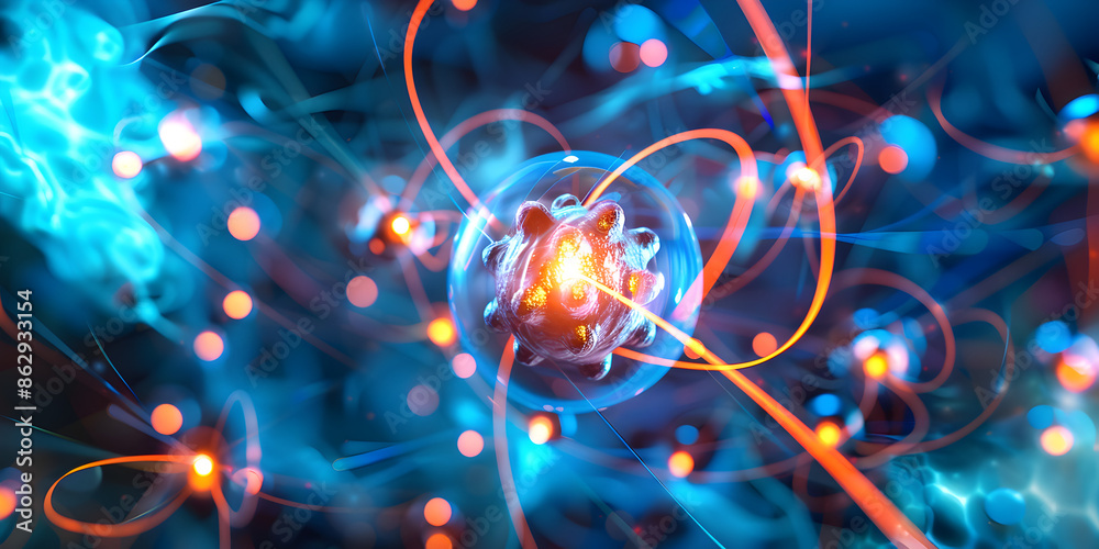 Detailed Illustration of Electrons in an Atom's Orbit, Visualization of ...