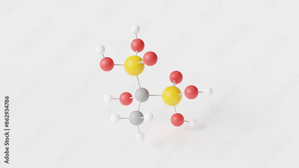 etidronic acid molecule 3d, molecular structure, ball and stick model ...