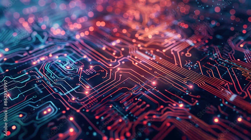 Circuit board background. AI technology, machine learning, neural ...