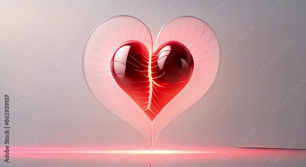 Detailed heart illustration with branching veins inside a transparent ...