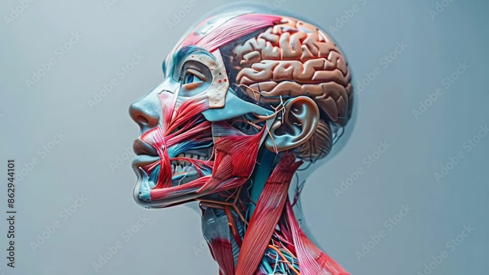 anatomy of the human head showing muscle and ligaments Generative AI ...