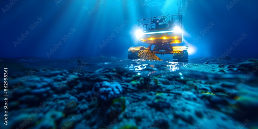 Deep Sea Mining Operation ROV Extracting Minerals Captured Underwater ... Deep Sea Mining Operation ROV Extracting Minerals Captured Underwater ...