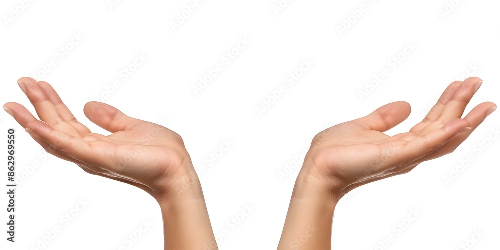 Womans hands holding empty object isolated on white background front ...