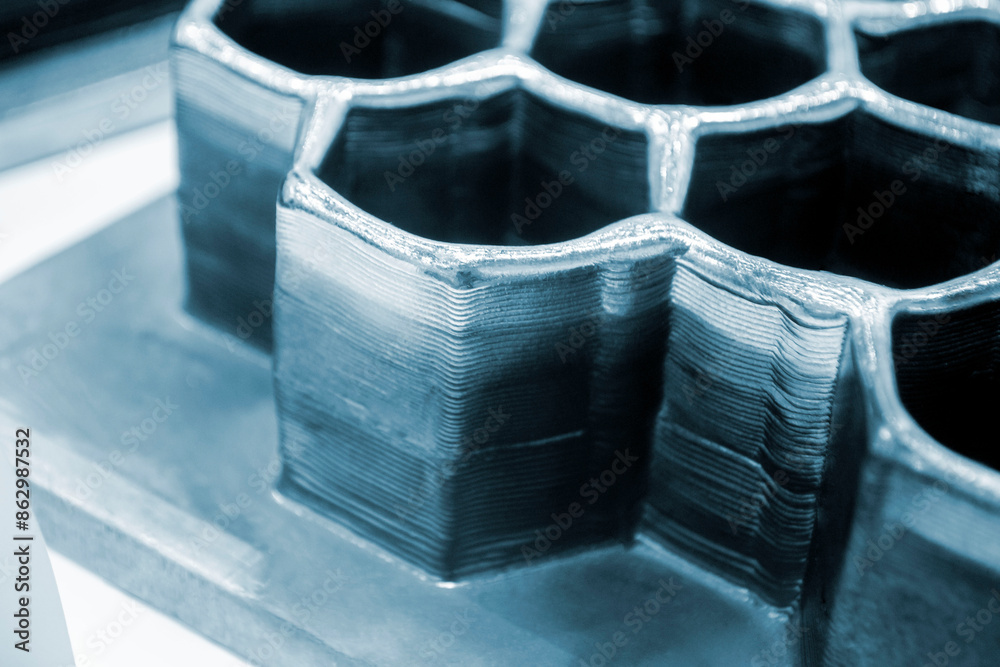 Object printed by 3D printer from metal. Additive manufacturing ...