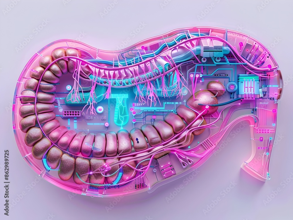 This intricate 3D rendering showcases the complex anatomy of the ...