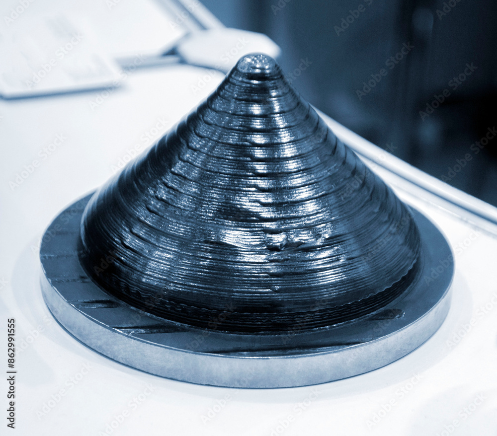 Object printed by 3D printer from metal. Additive manufacturing ...