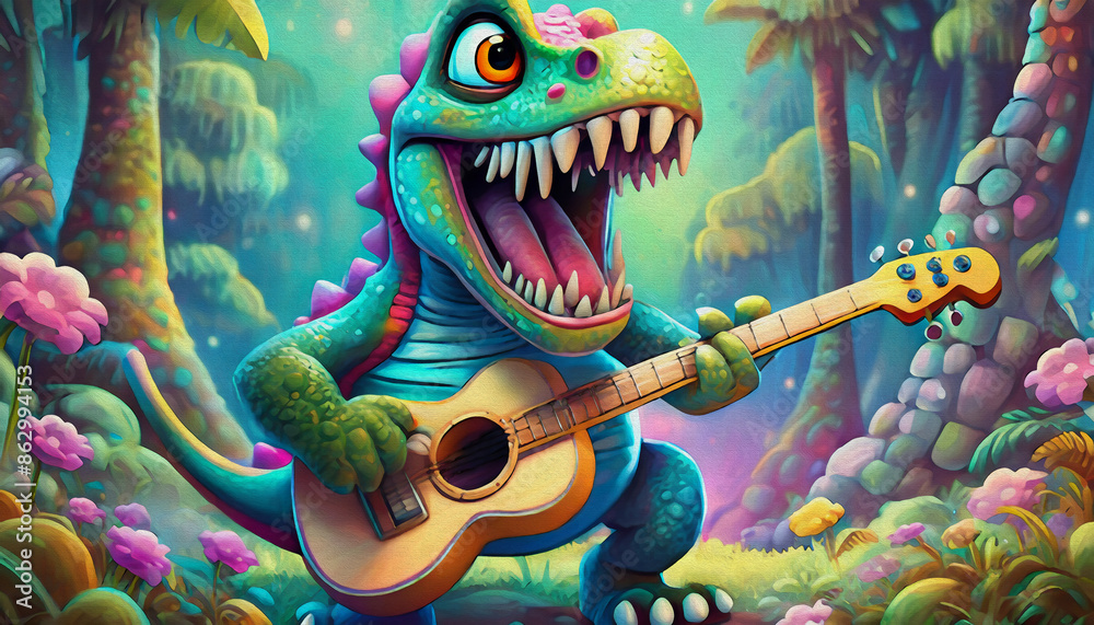 oil painting style cartoon character Cartoon character Tyrannosaurus ...