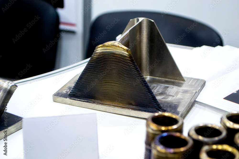 Object printed by 3D printer from metal. Additive manufacturing ...