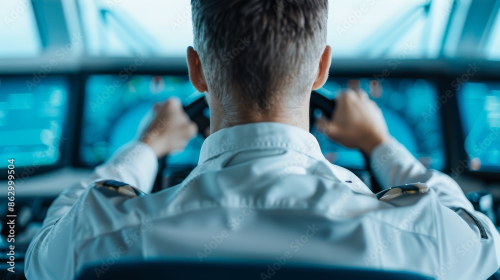 Maritime leader on the bridge, overseeing docking procedures, hands ...