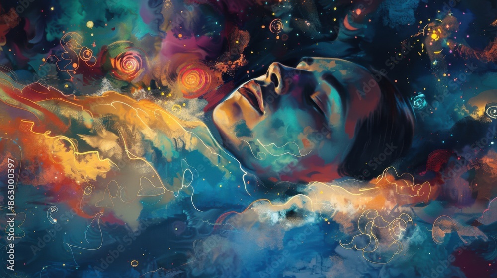 A visual exploration of Freud's dream theory, depicting a slumbering ...