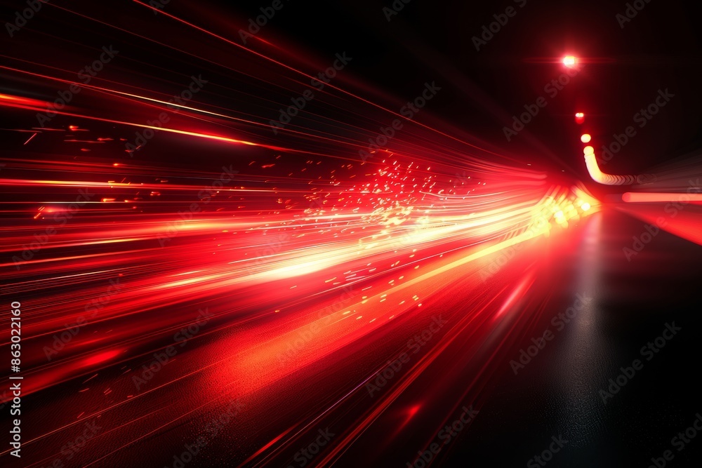 Abstract red lines depict the speed of the road in red. Red light ...