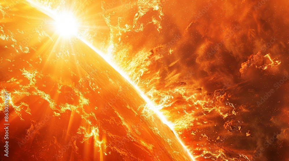 ภาพประกอบสต็อก Stunning Solar Flare Eruption on the Sun's Surface ...