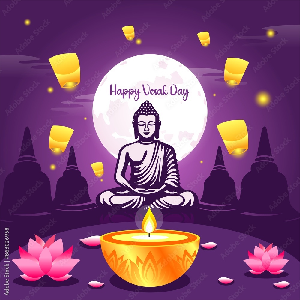 happy vesak day, greeting card and poster design for vesak day. Vesak ...