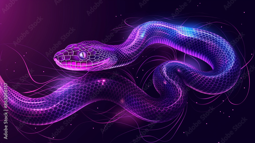 Abstract digital snake illustration, artwork snake background, Sign ...
