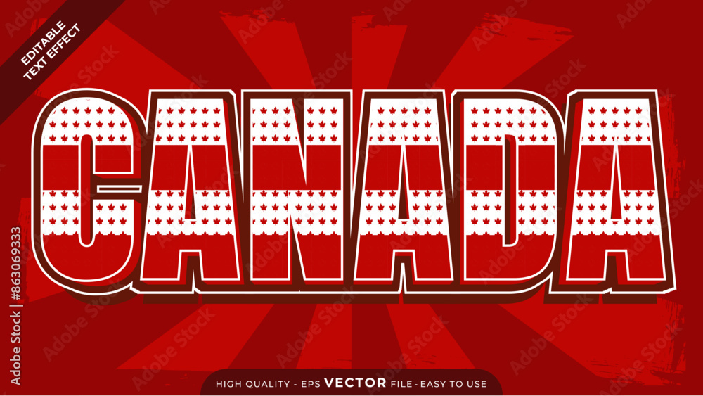 Editable Canada Day Text Effect | Modern Vector Adobe Illustrator ...