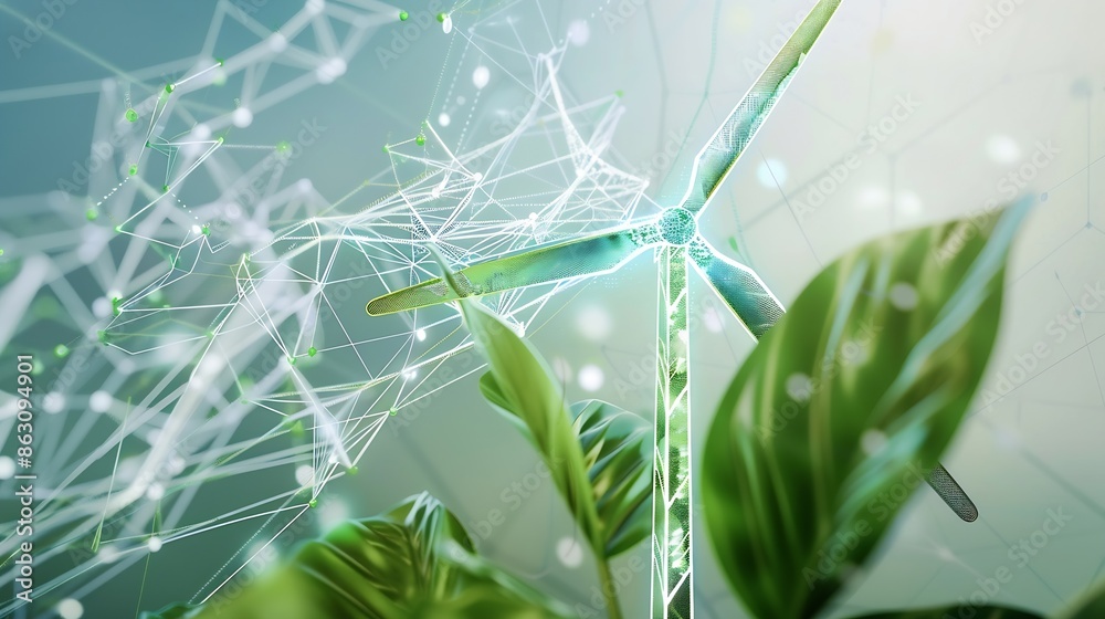 Windmill and graphic diagram of air currents that produce green energy ...