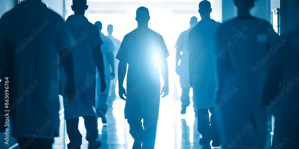 Shadowy figures suggest sinister side of healthcare. Concept Healthcare ...