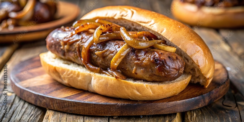 Boerewors sausage on a bun with savory braised onions, South African ...