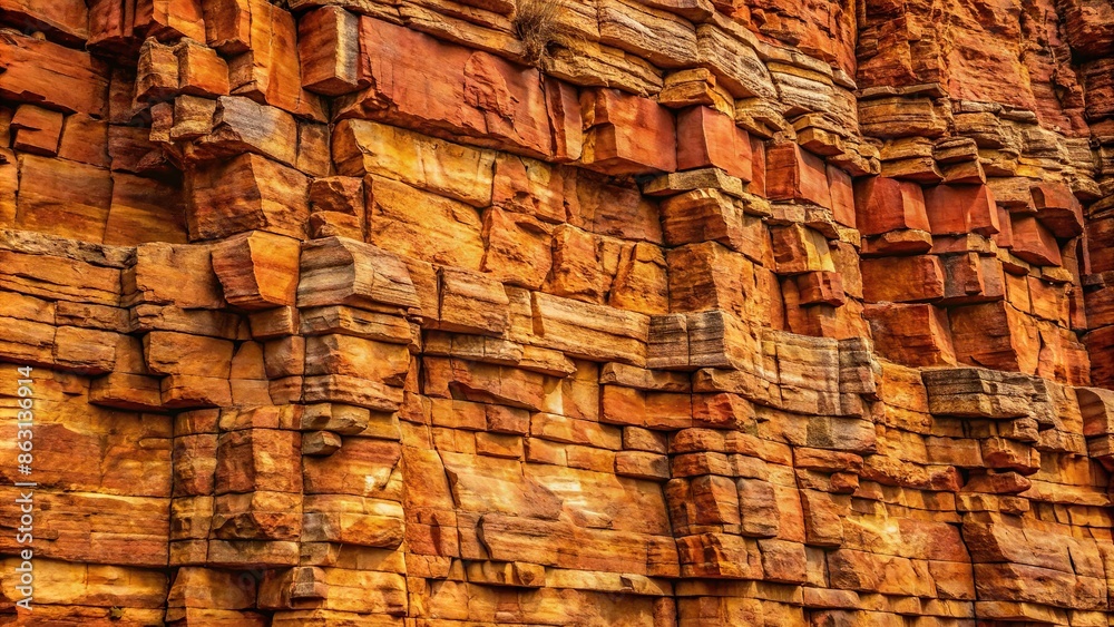 Red brown stone cliff wall texture with rough and rugged surface ...