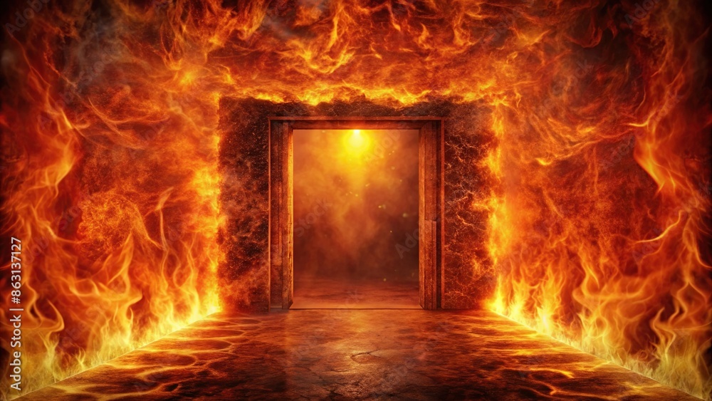 Entrance to the fiery depths of hell , inferno, flames, fiery, dark ... Entrance to the fiery depths of hell , inferno, flames, fiery, dark ...