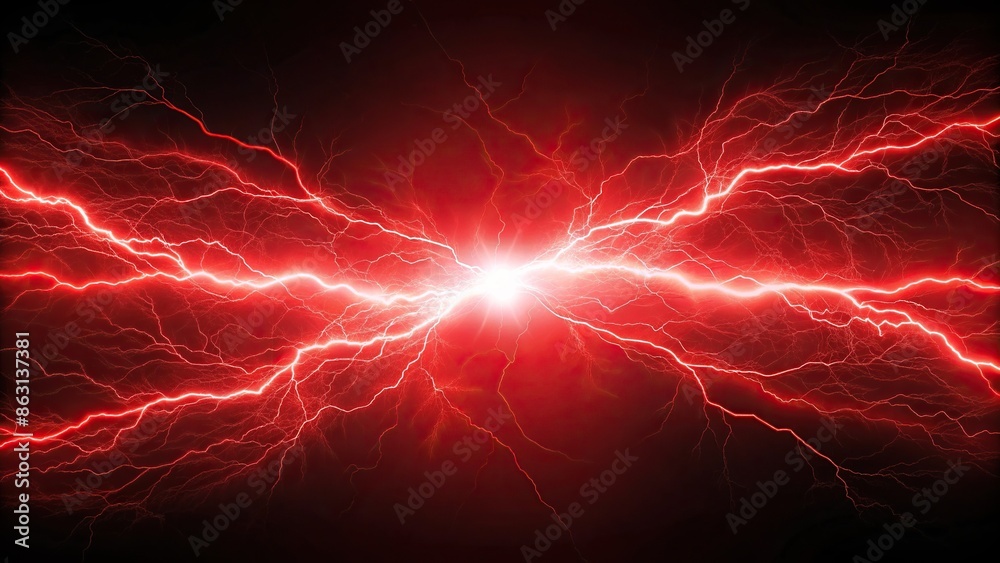 Red electric surge on isolated background, power, energy, electricity ...