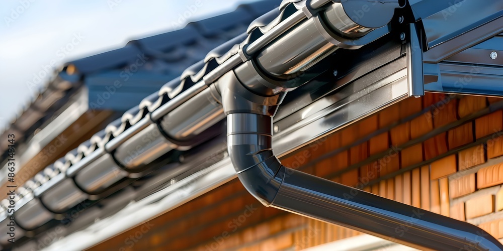 Plastic Gutter System for a House with a Tiled Roof. Concept Gutter ...