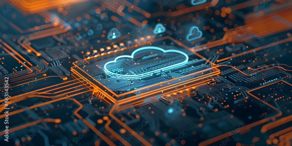 Detailed view of contemporary cloud computing technology. Concept Cloud ...