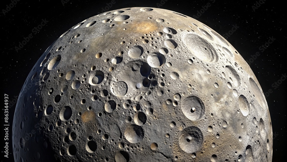 Seamless asteroid texture resembling the moon's surface with craters ...
