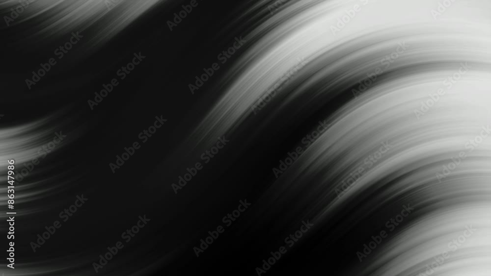 Abstract animated background in white and black with moving wavy lines ...