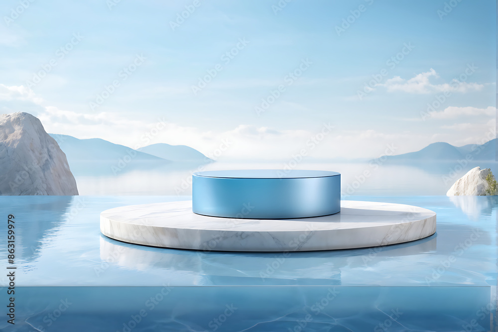 Podium water background product display scene 3d marble stand stone ...