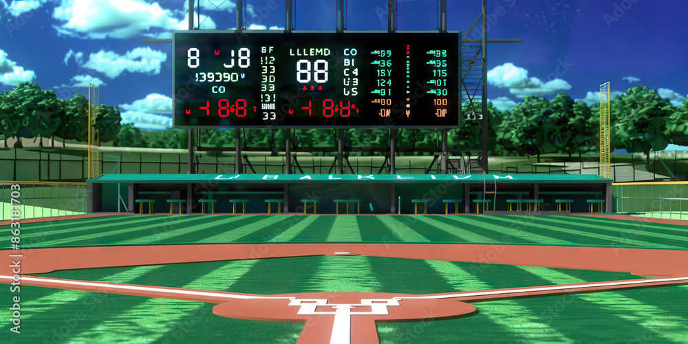 Baseball Game Ready: Empty Baseball Field with Well-Maintained Diamond ...