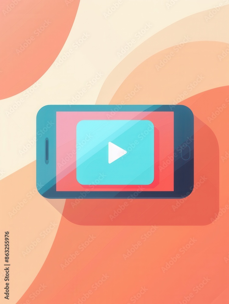 A flat illustration of a smartphone displaying a video streaming ...