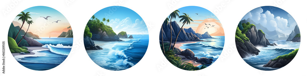 Coastal clipart collection, symbol, logos, icons isolated on ...